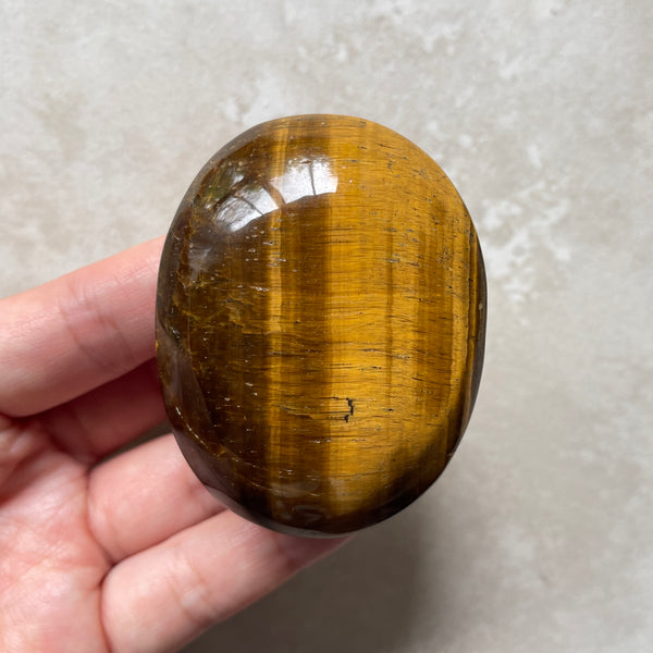 Yellow Tiger Eye Palm Stone – Milky Peach Studio